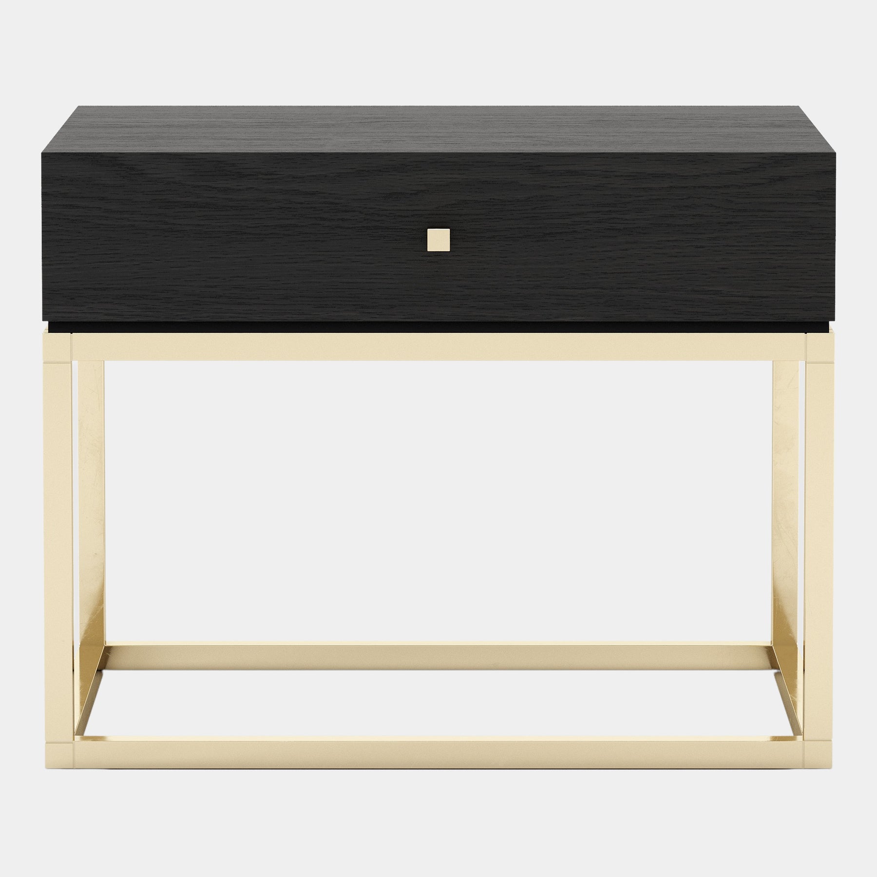 Asuras Black Ash Bedside Table with Golden Legs Touched Interiors
