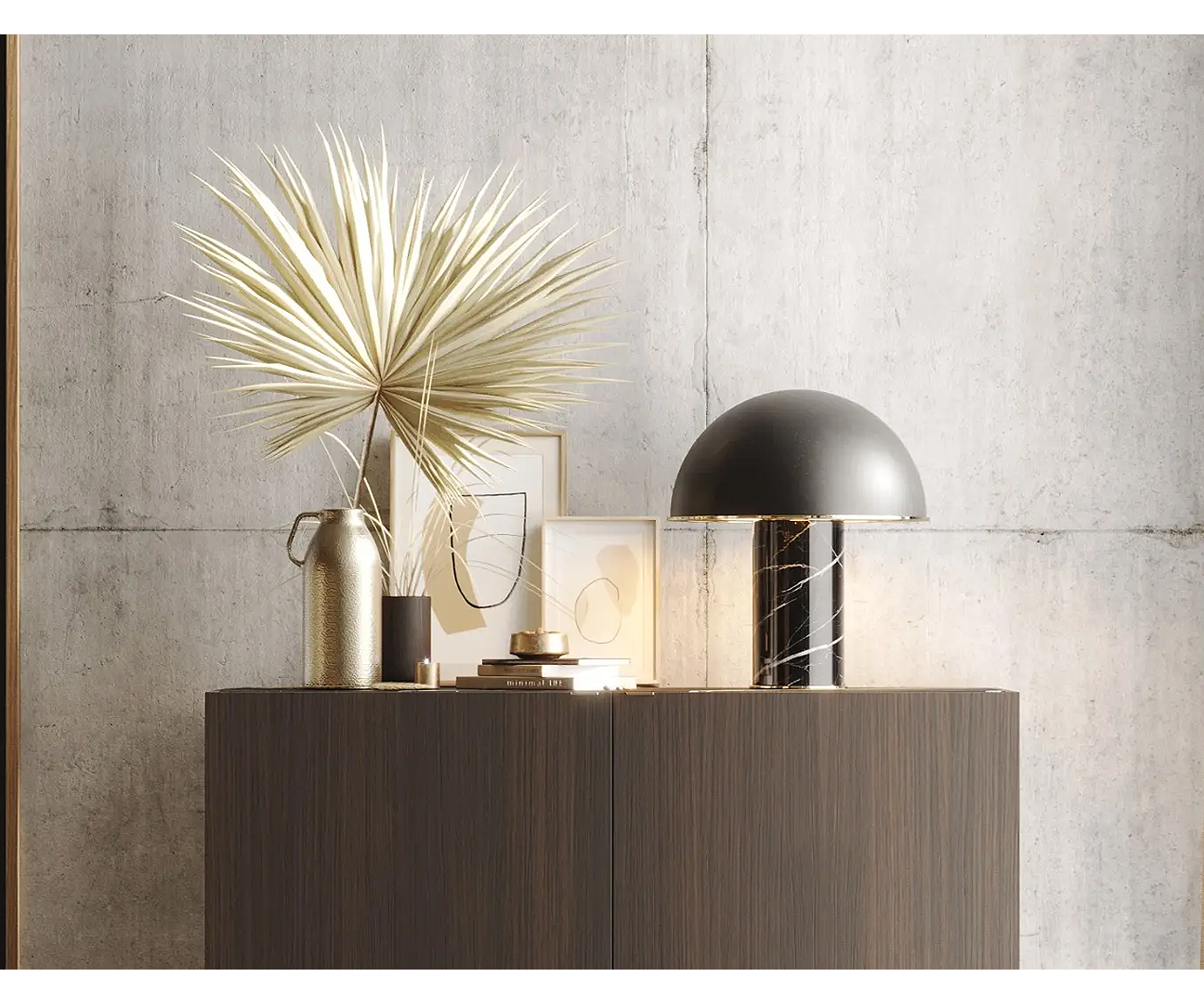 Laskasas Franklin Table Lamp: Luxury Marble Base & Modern Curved Desig ...
