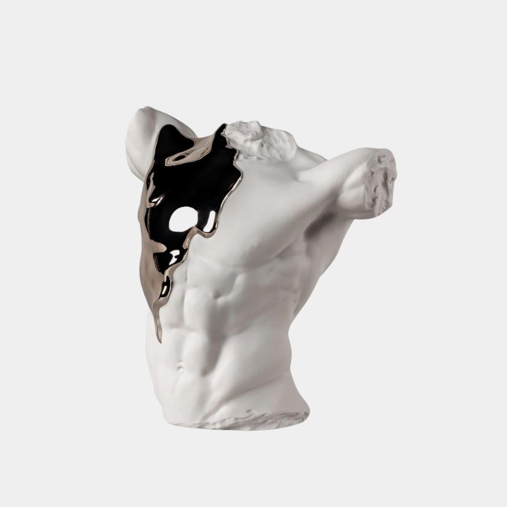 Porcelain Male Bust With Silver Chrome Drip | Touched Interiors