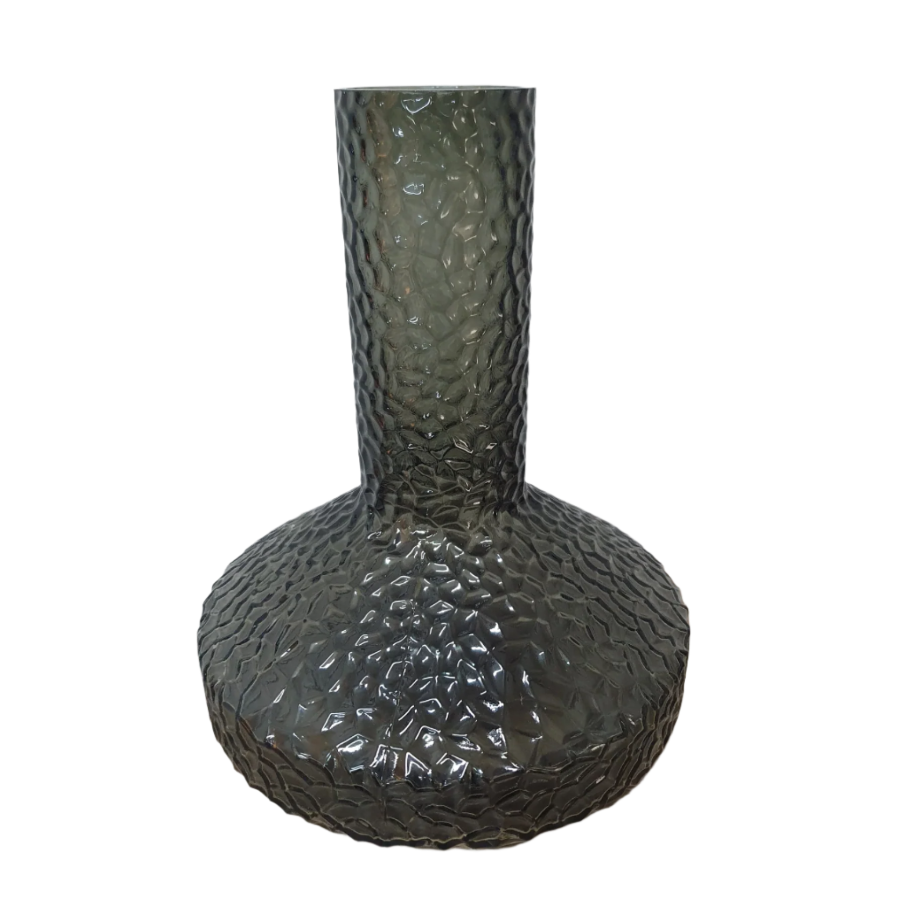 Aqua Smoked Grey Textured Glass Vase | Touched Interiors