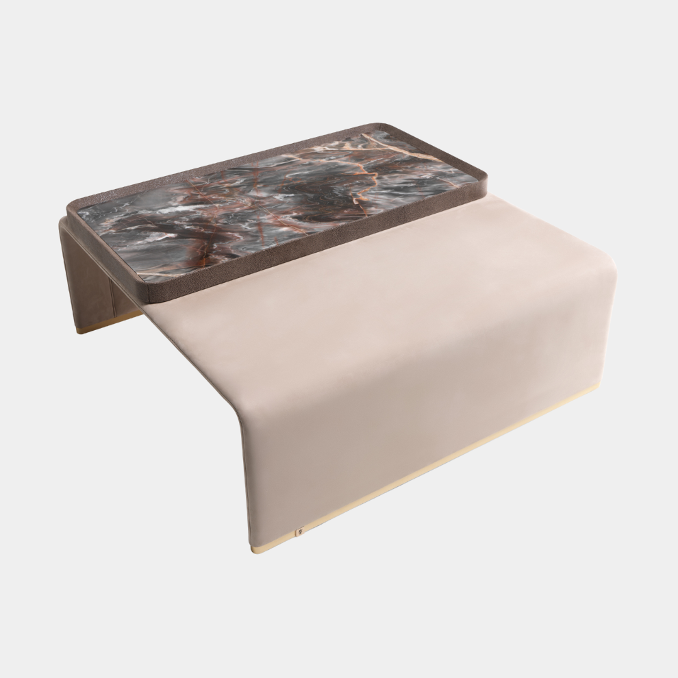 Visionnaire Foster Luxury Modern Coffee Table: Curved Leather Base ...