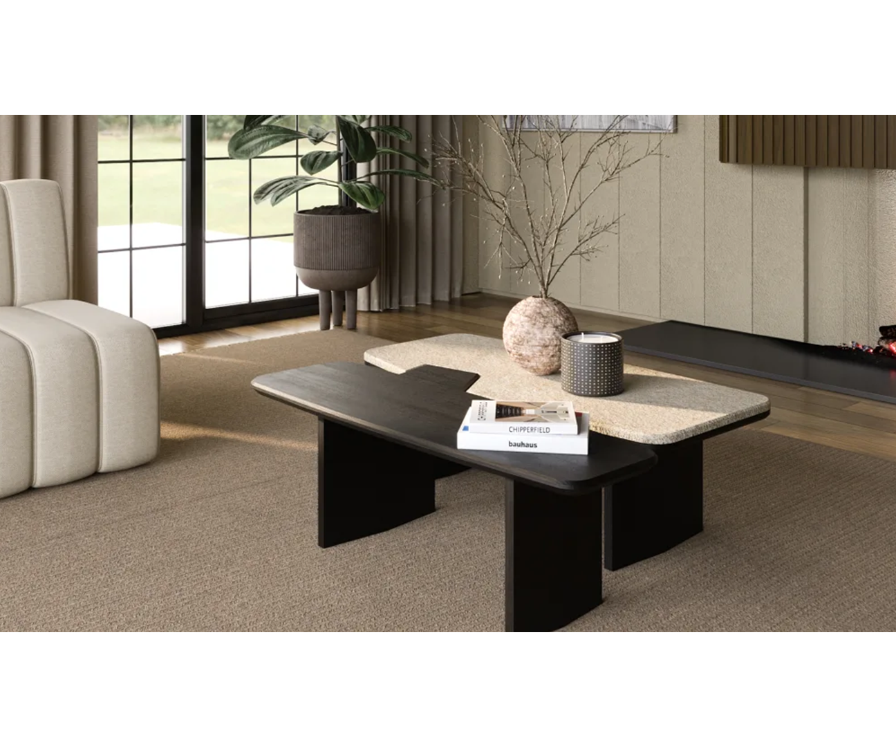Dolmen Garnet Centre Table: Modern Luxury Dual Top with Oak & Marble ...