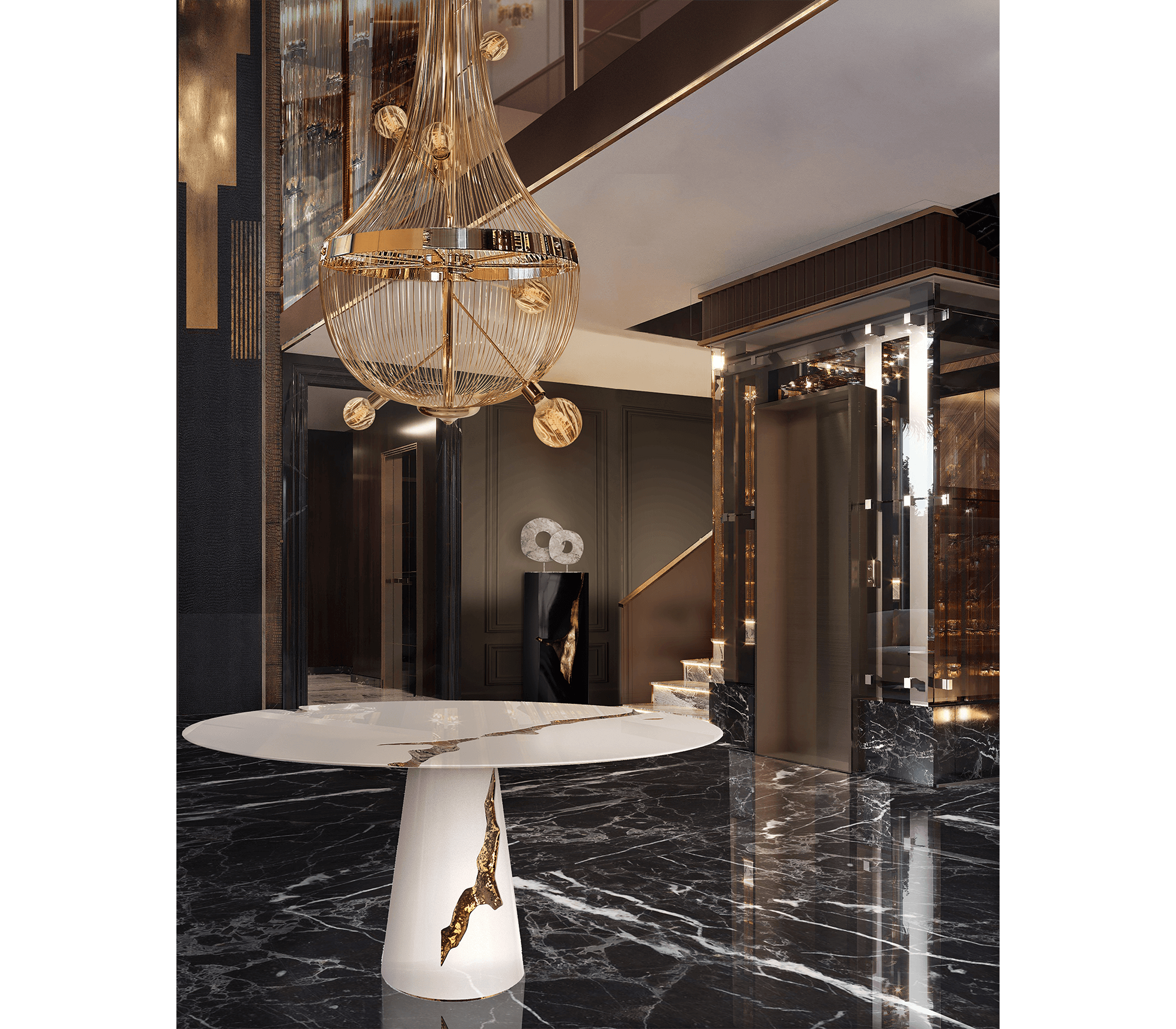 Molten Dining Table with Gold Veining: Luxury Dining with a Story ...