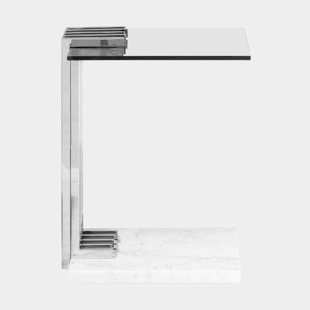 Rêvasser Luxury Outdoor Carrara Marble Side Table | Touched Interiors