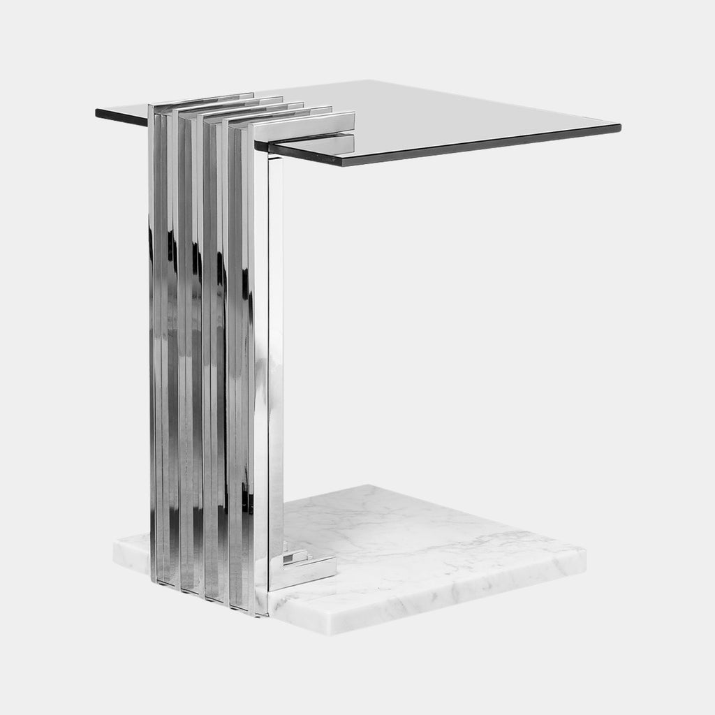 Rêvasser Luxury Outdoor Carrara Marble Side Table | Touched Interiors