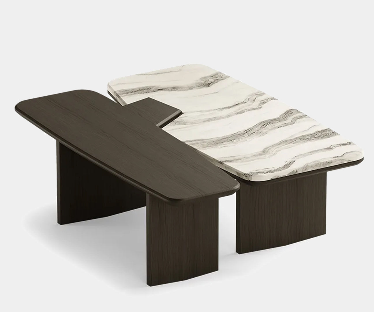 Dolmen Garnet Centre Table: Modern Luxury Dual Top with Oak & Marble ...