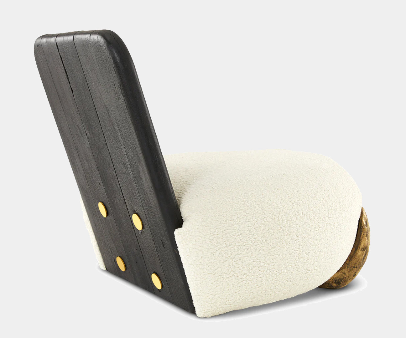The Ubuntu: Cream Bouclé Lounge Chair with Shou Sugi Ban Backrest ...