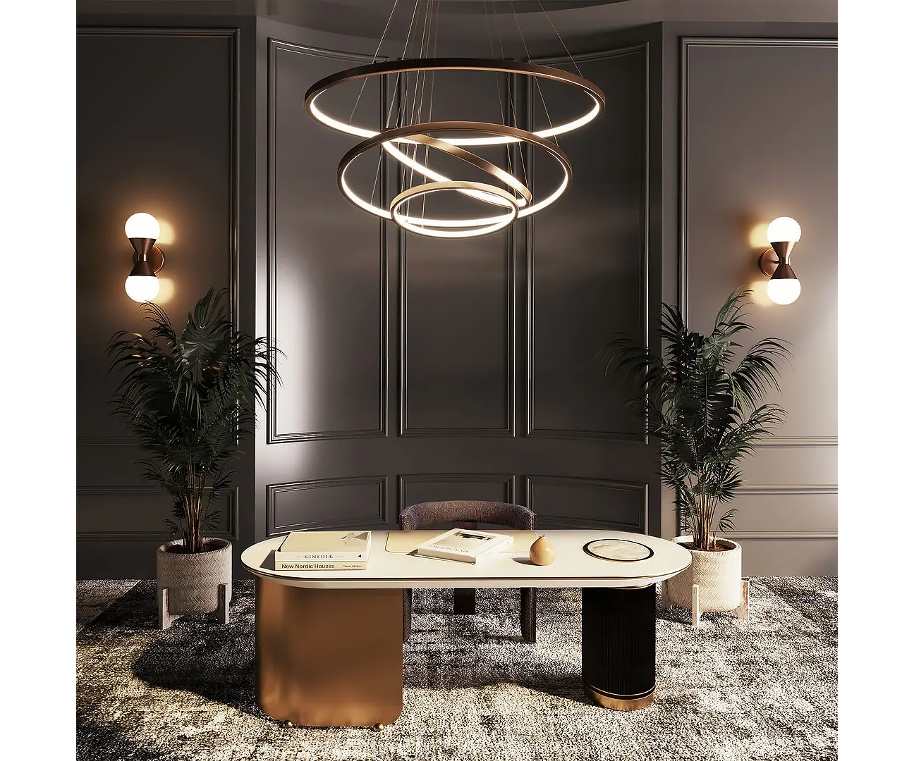 Chase Tower: Luxury Customisable Office Desk with Marble & Brass ...
