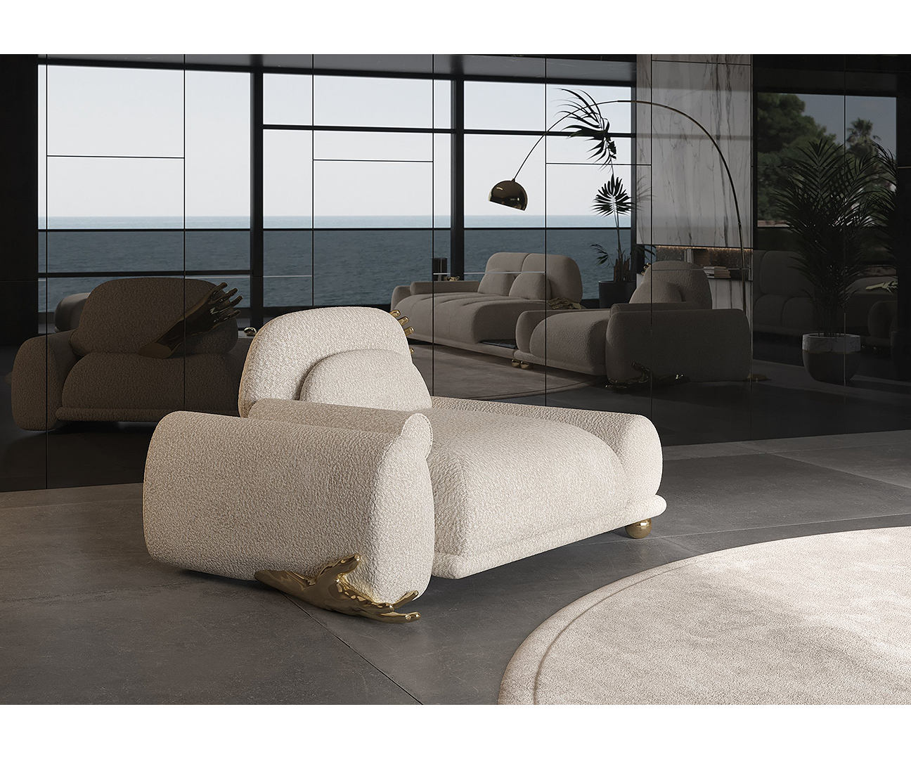 Corvus Lounge Chair – Luxury Rose Gold Brass Lounge Chair | Touched ...