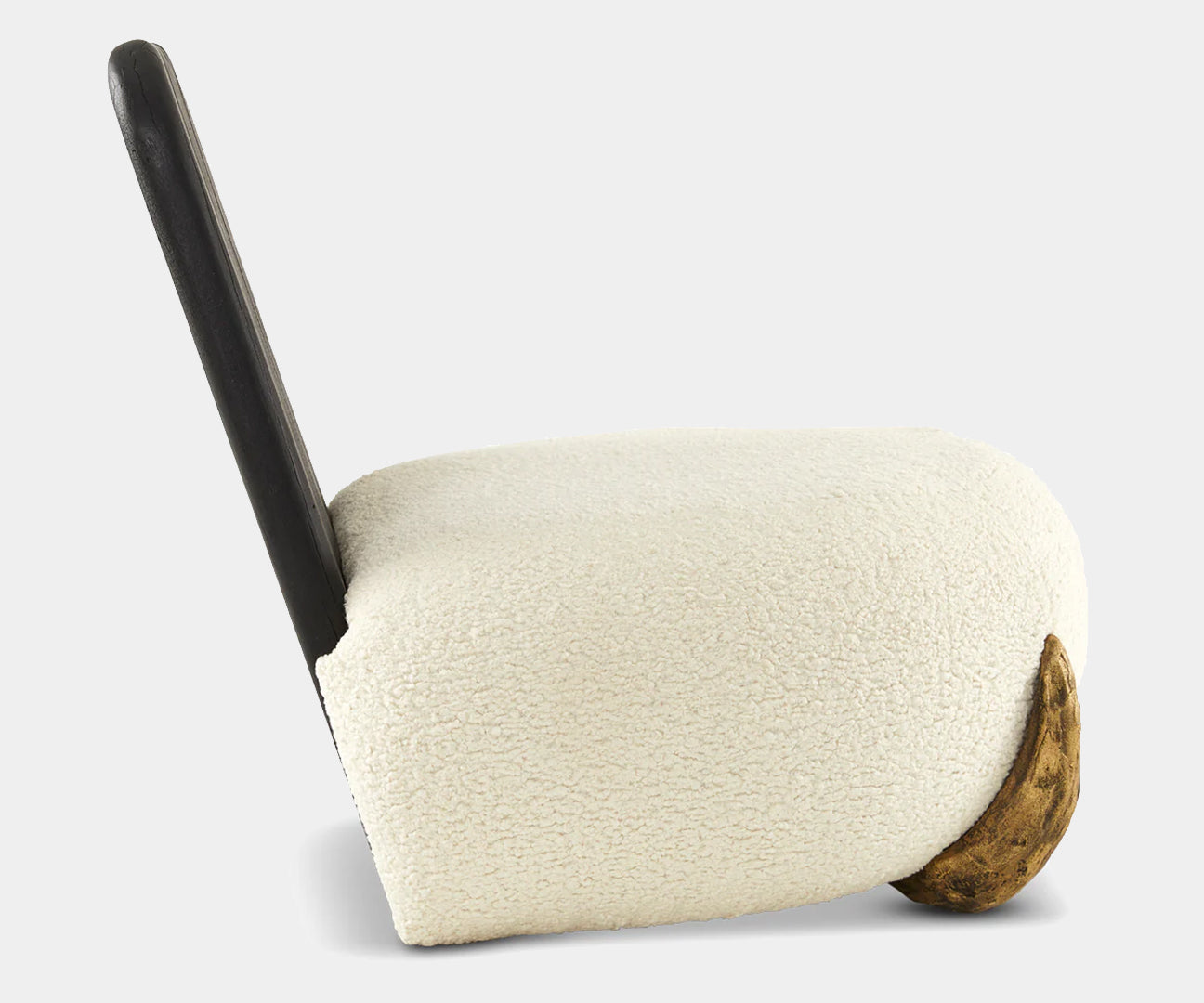 The Ubuntu: Cream Bouclé Lounge Chair with Shou Sugi Ban Backrest ...