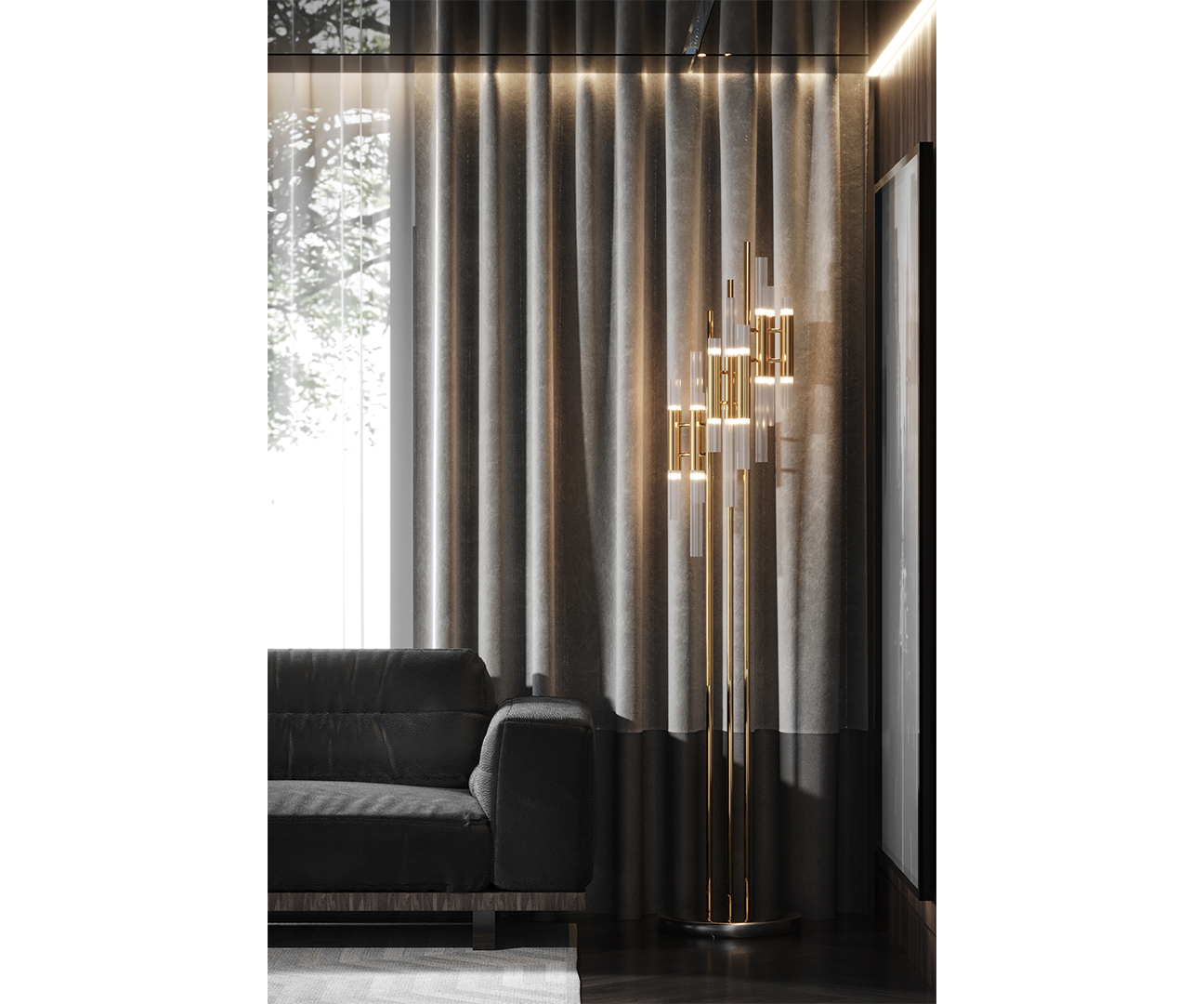 Cascade Floor Lamp: Crystal Glass & Gold Modern Floor Light | Touched ...