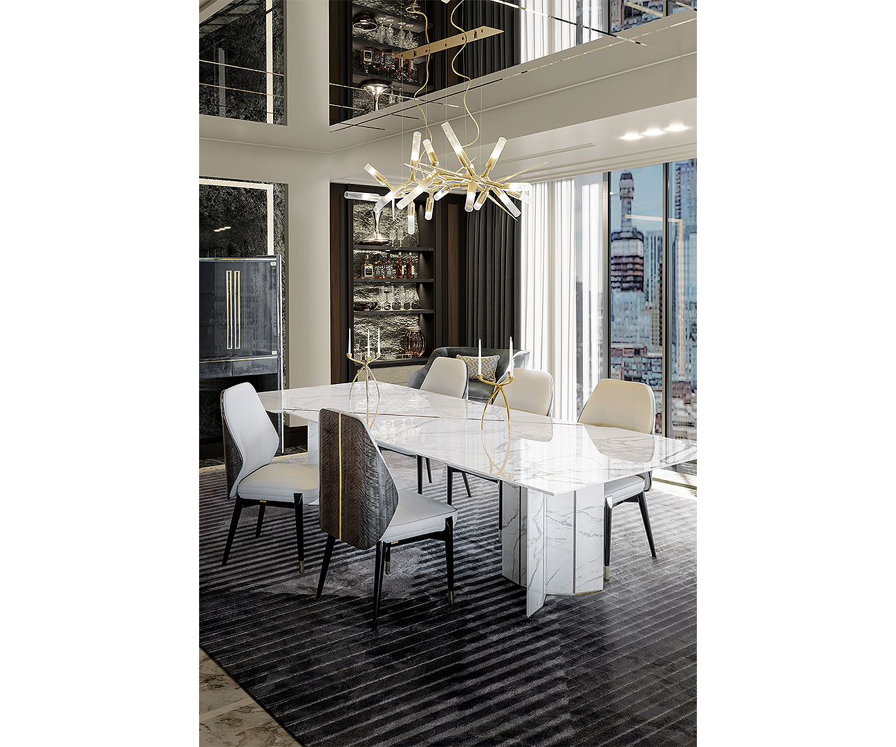 Triclinium Rectangular Dining Table – Luxury Statuario Marble and Poli ...