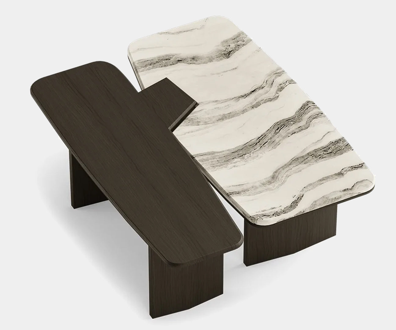 Dolmen Garnet Centre Table: Modern Luxury Dual Top with Oak & Marble ...