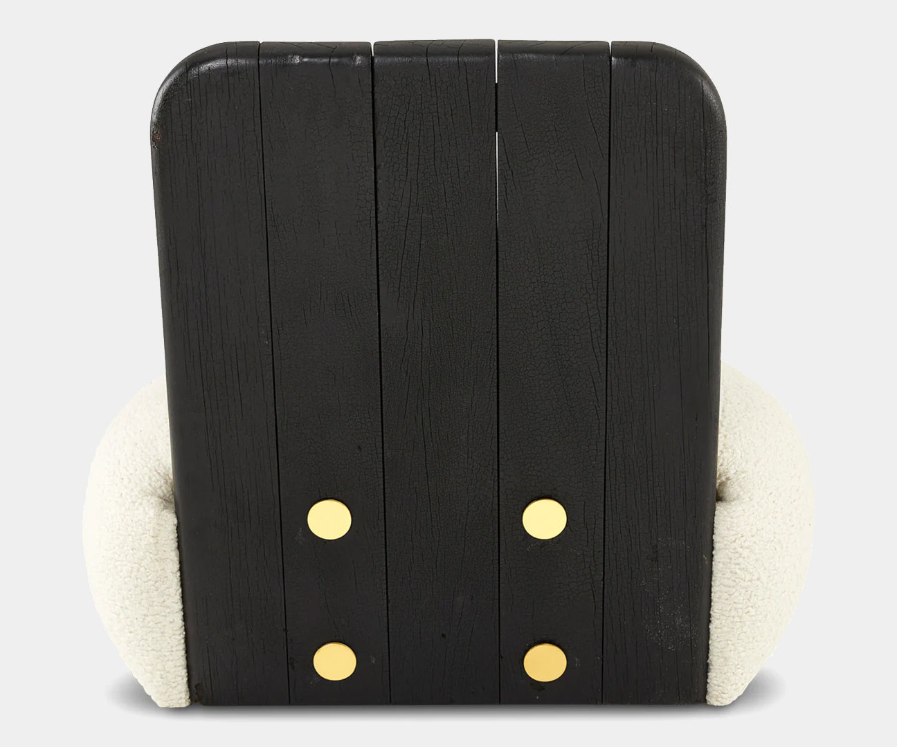 The Ubuntu: Cream Bouclé Lounge Chair with Shou Sugi Ban Backrest ...