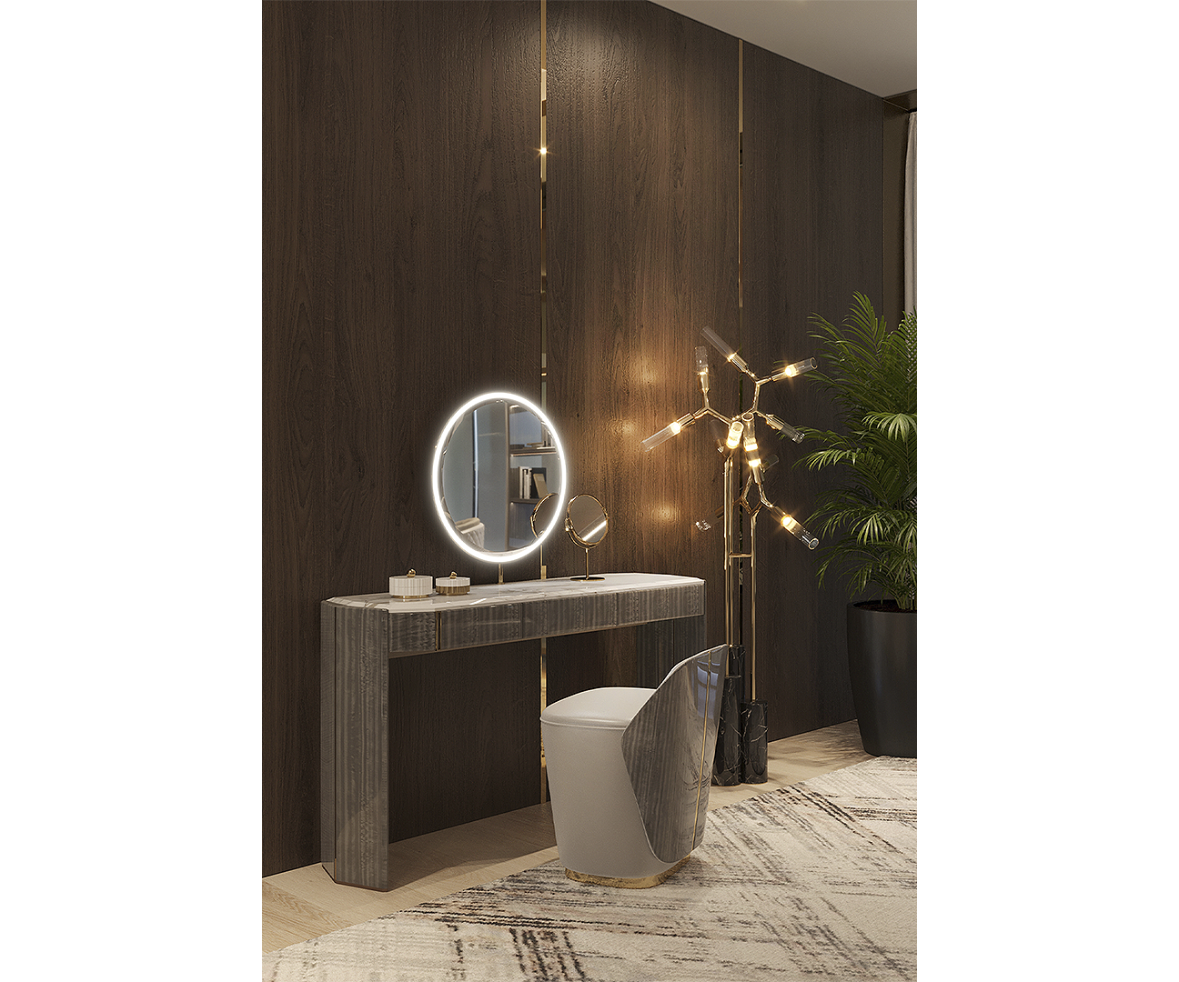 Lexington Luxury Dressing Table: Premium Statuario Marble & Eucalyptus ...