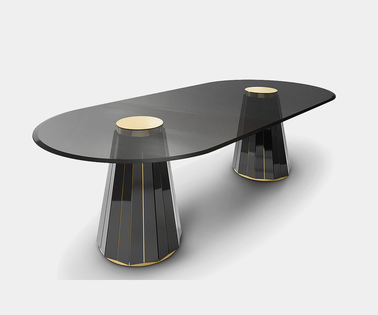 Cornucopia Oval Dining Table – Luxury Walnut Root and Smoked Glass ...