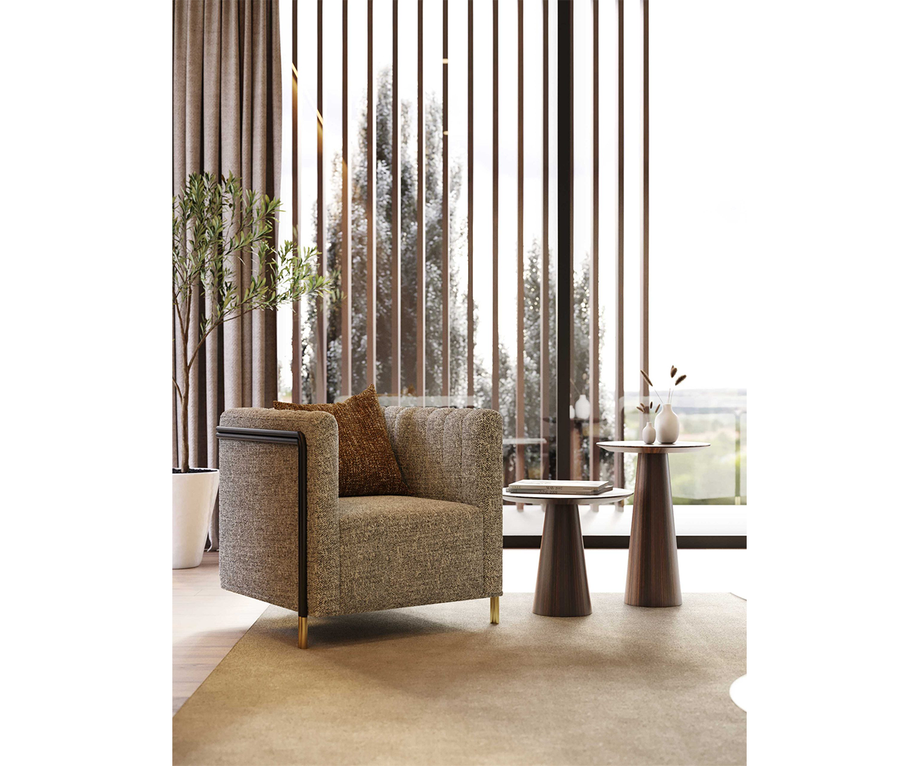 Mayfair Curved Velvet Armchair - Modern Luxury Seating | Touched Interiors
