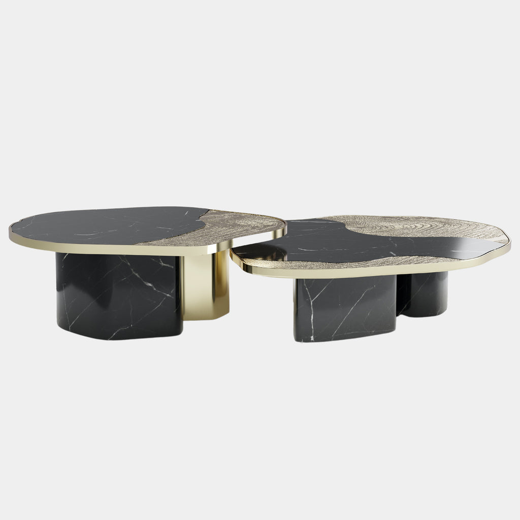 Million Nero Marquina Marble & Gold Centre Table | Touched Interiors