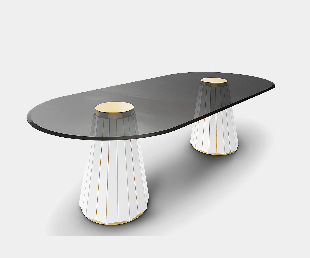 Cornucopia Oval Dining Table – Luxury Walnut Root and Smoked Glass ...