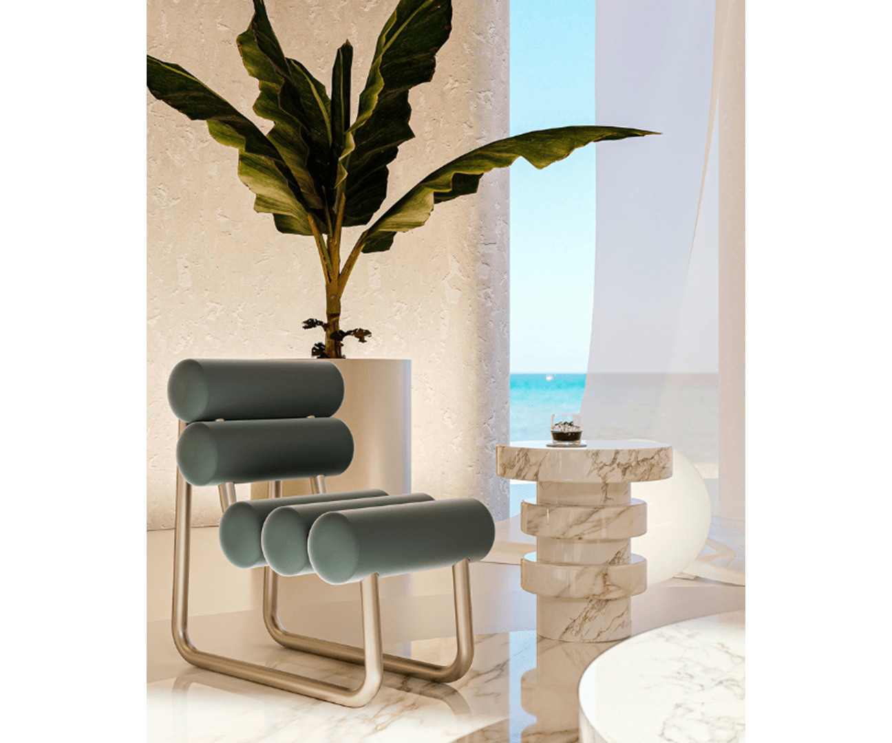 Aura Calacatta Gold Side Table: Luxury Marble & Modern Design | Touched Interiors