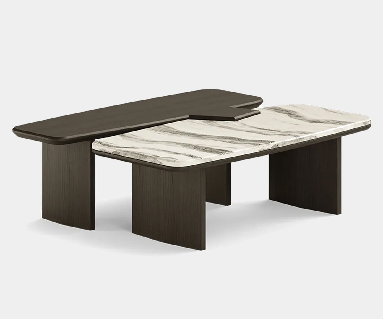 Dolmen Garnet Centre Table: Modern Luxury Dual Top with Oak & Marble ...
