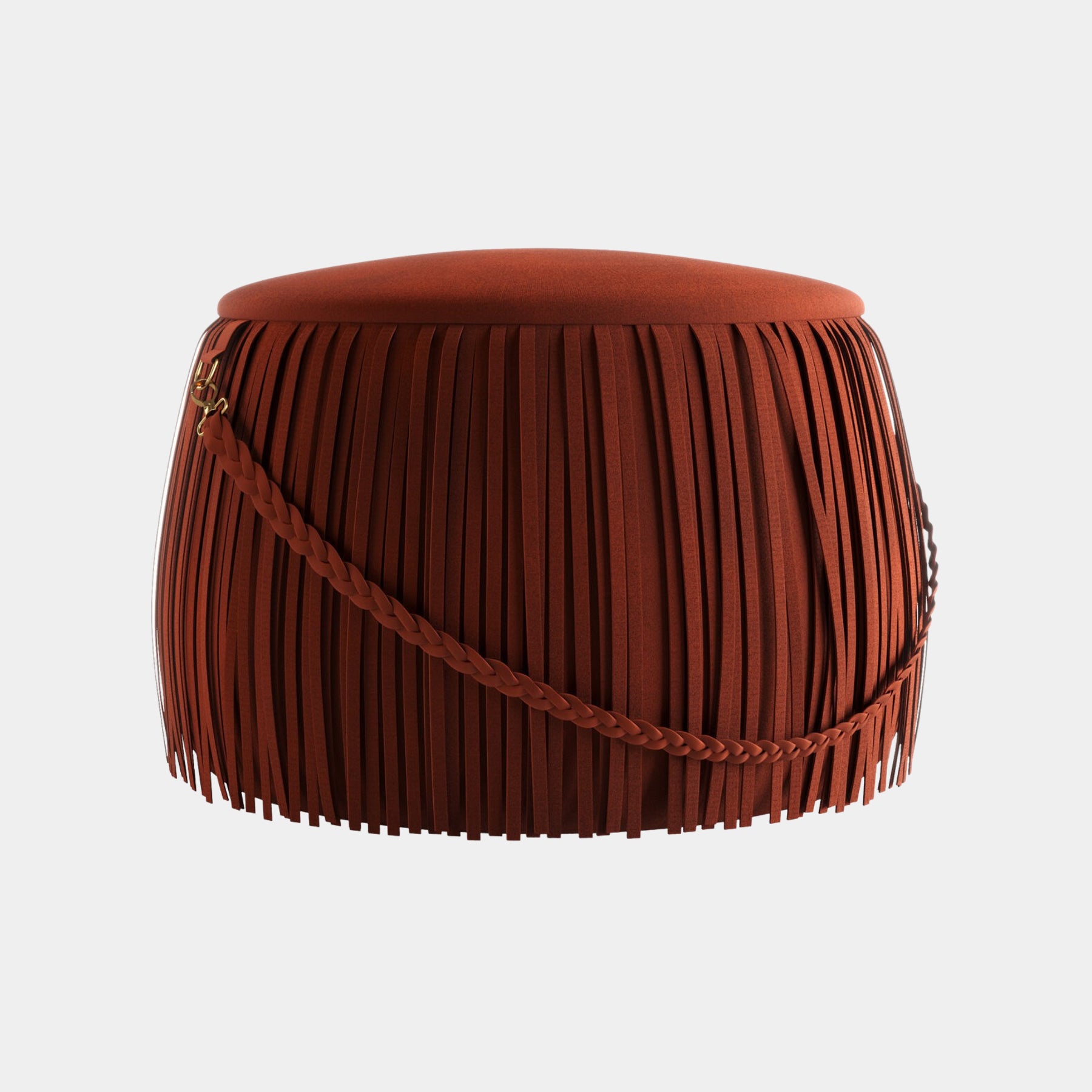 Luxury Ribbon Pouf with Hand Plaited Handle | Touched Interiors