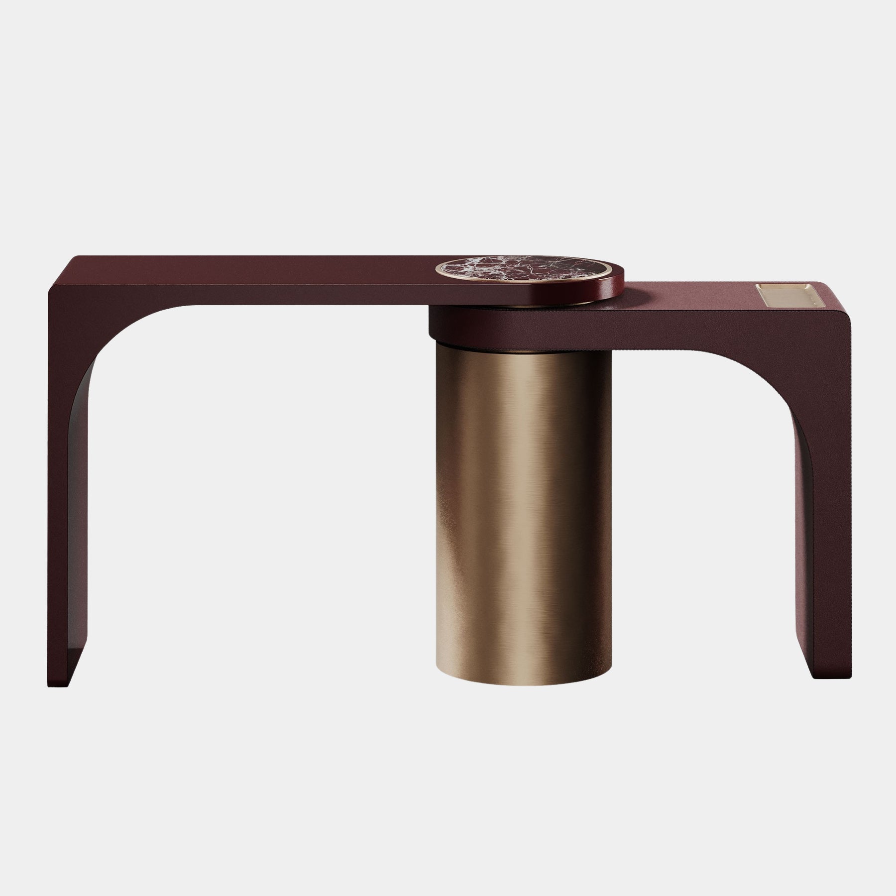 Rodeo Red Leather & Marble Luxury Console Table | Touched Interiors