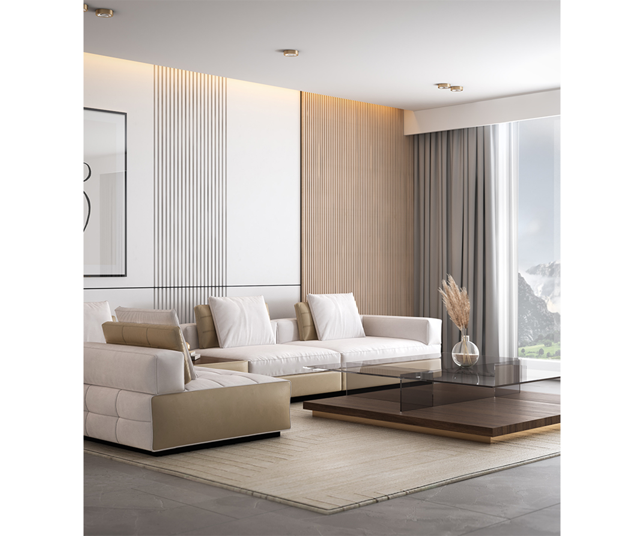 Quadra Smoke & Bronze Glass Coffee Table: Layered Luxury | Touched Interiors