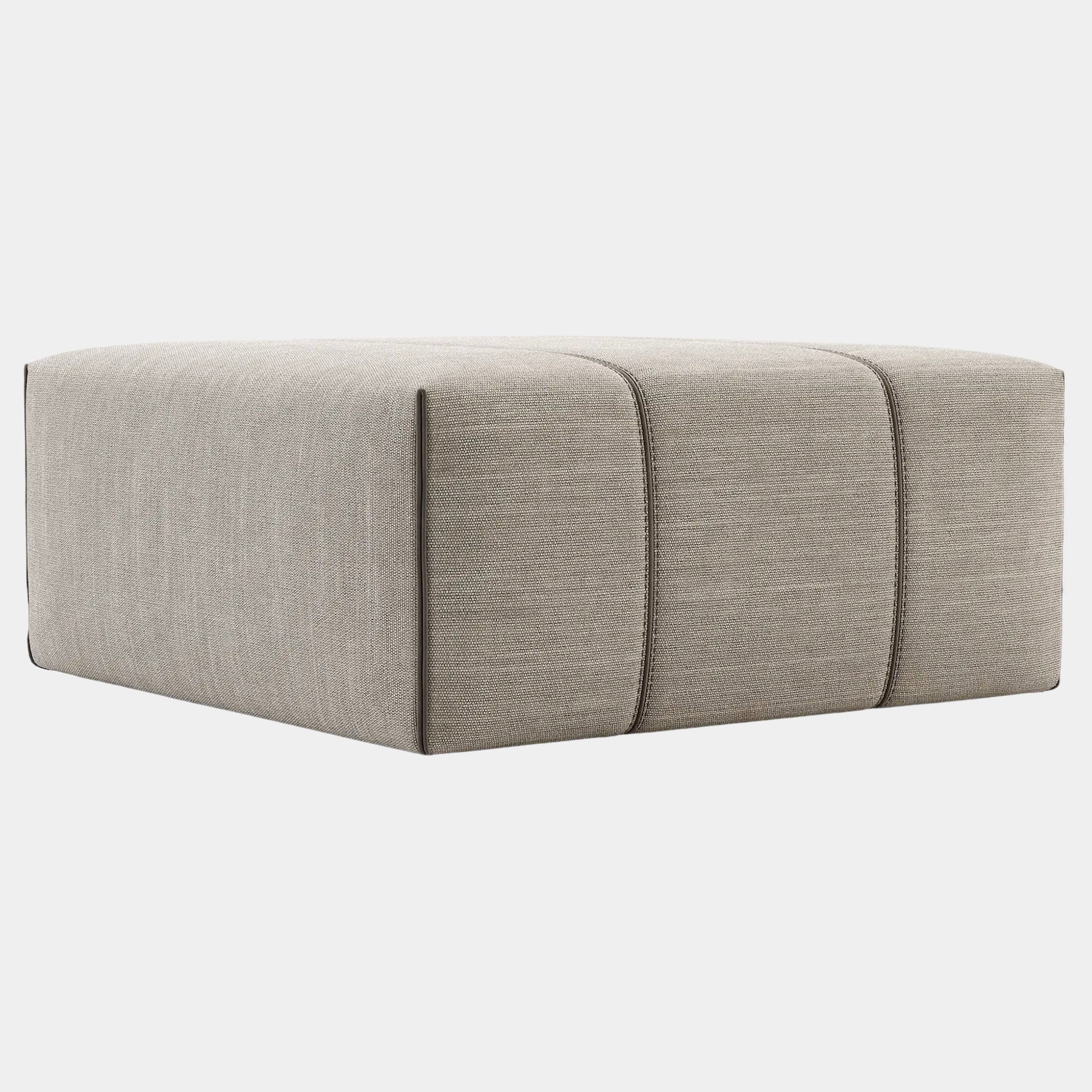 Textured Weaved Pouf with Velvet Piping | Touched Interiors
