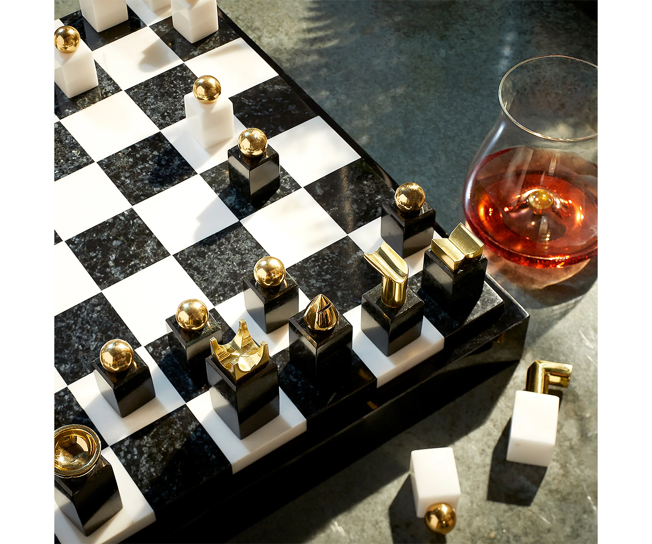 Luxury 24k Gold Plated Chess Set - Handcrafted Ebony Wood, Marble, and ...