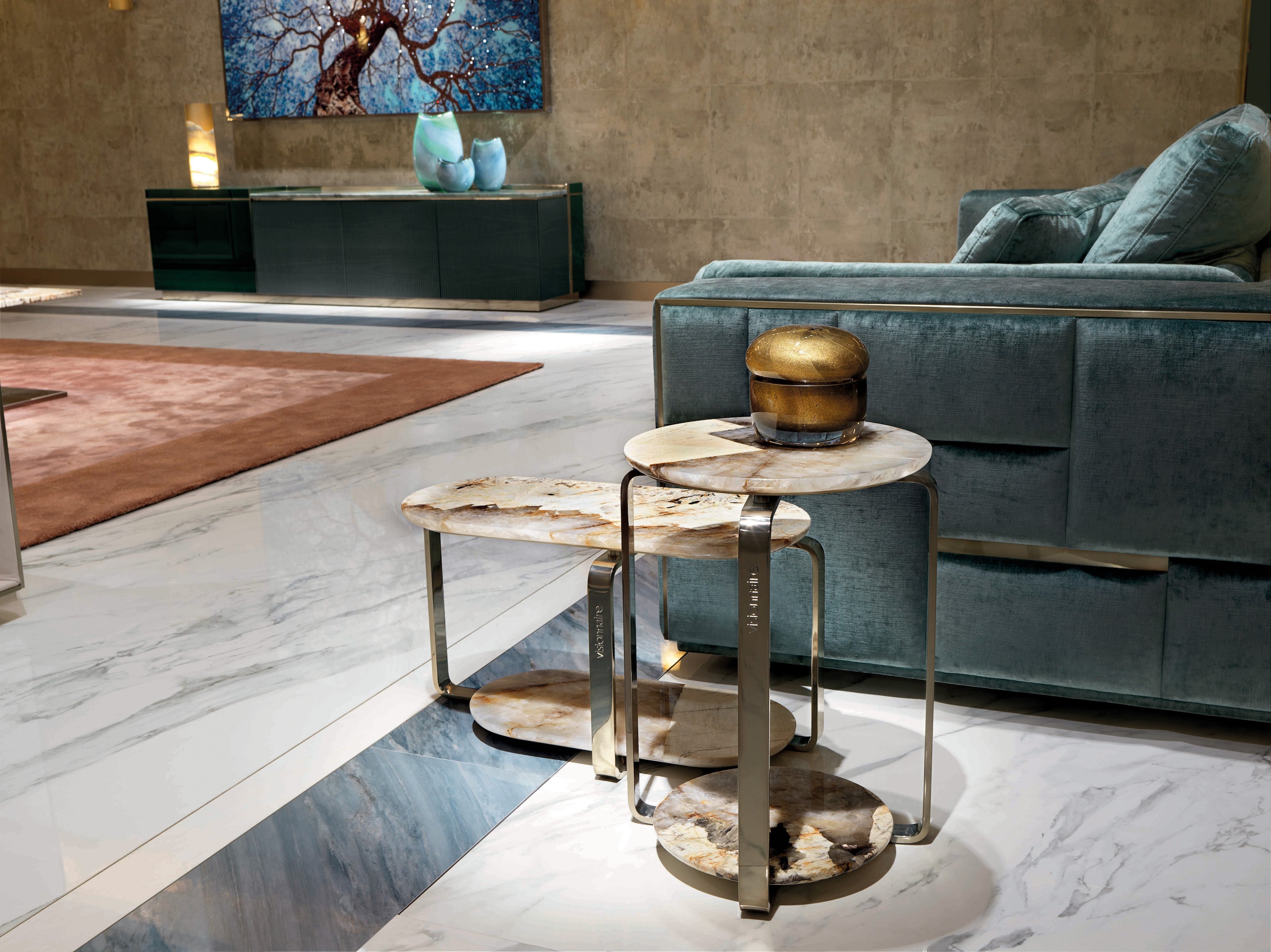 Visionnaire Button Luxury Modern Coffee Table Set - Marble Top ...
