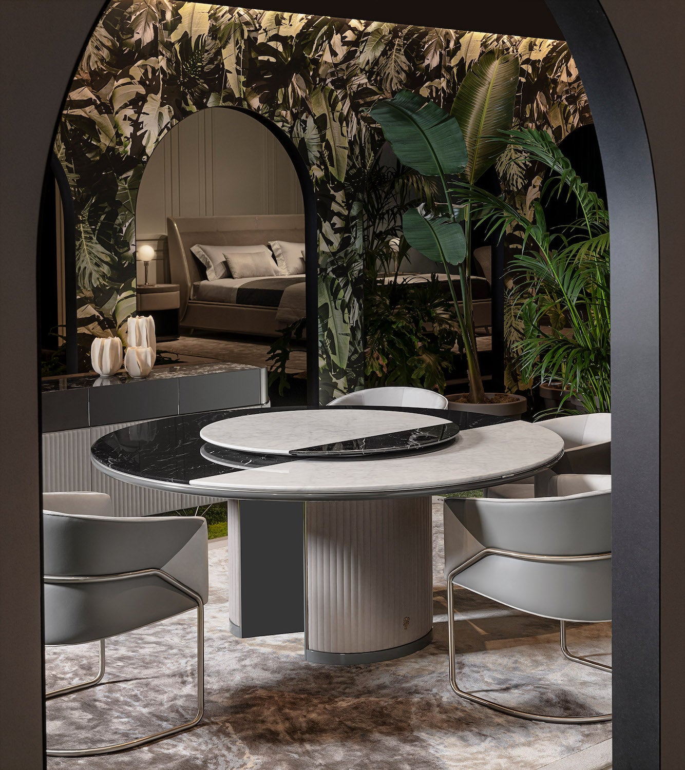 Visionnaire Palace Luxury Marble Dining Table with Lazy Susan | Touched ...