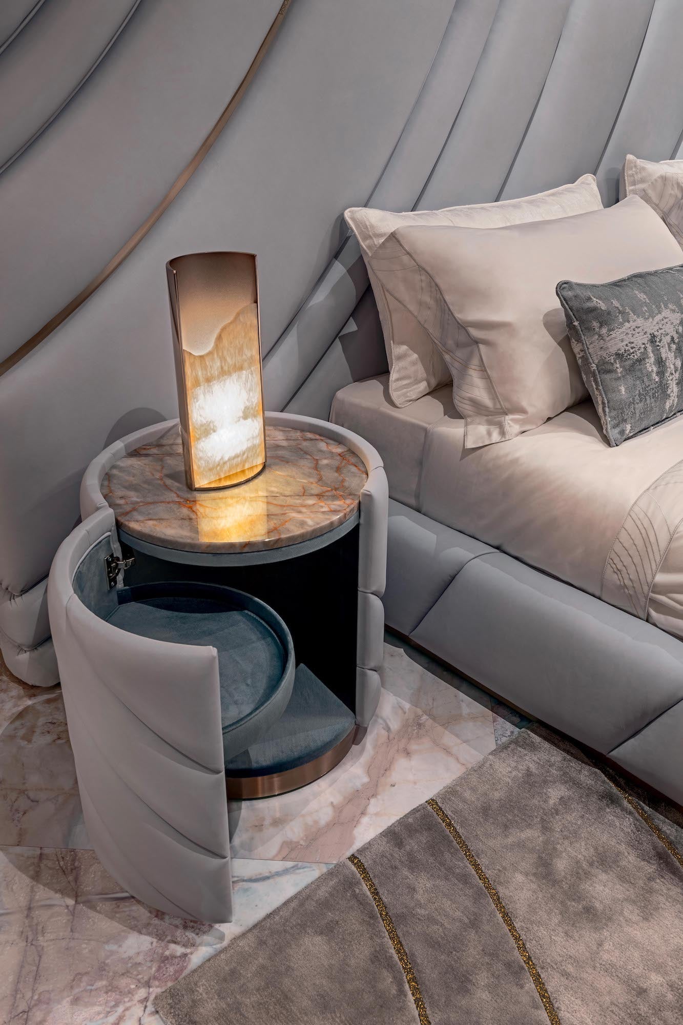 Visionnaire Ultrasound Luxury Modern Bedside Table: Textured Leather ...