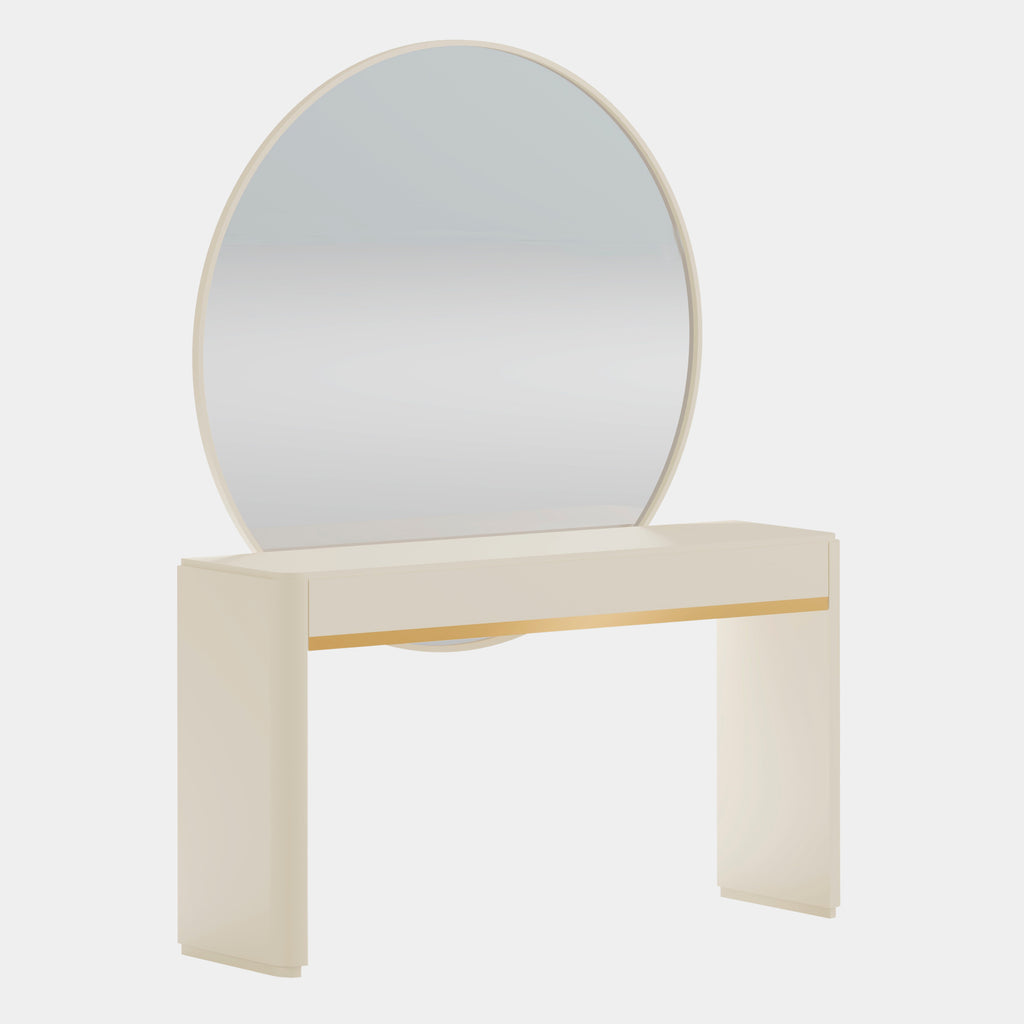 Barbey Dressing Table with Large Circular Mirror | Touched Interiors