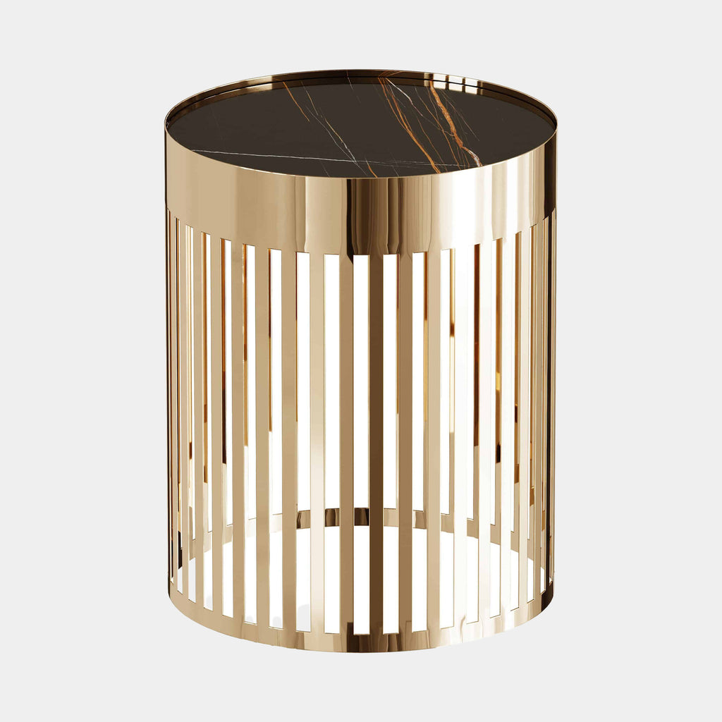 The Private Label Stark Side Table with Sahara Noir Marble | Touched ...