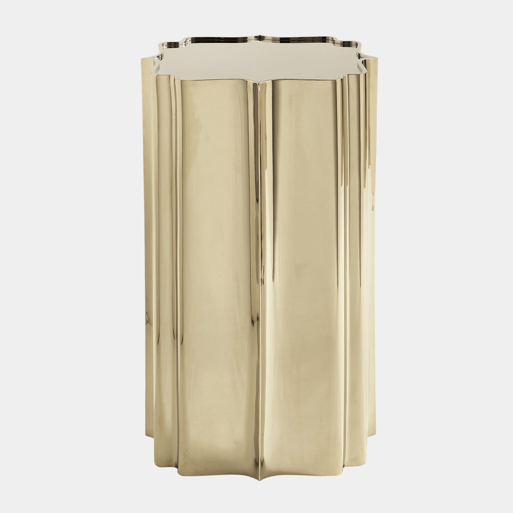 Golden Metal Reflective Luxury Side Table | Touched Interiors