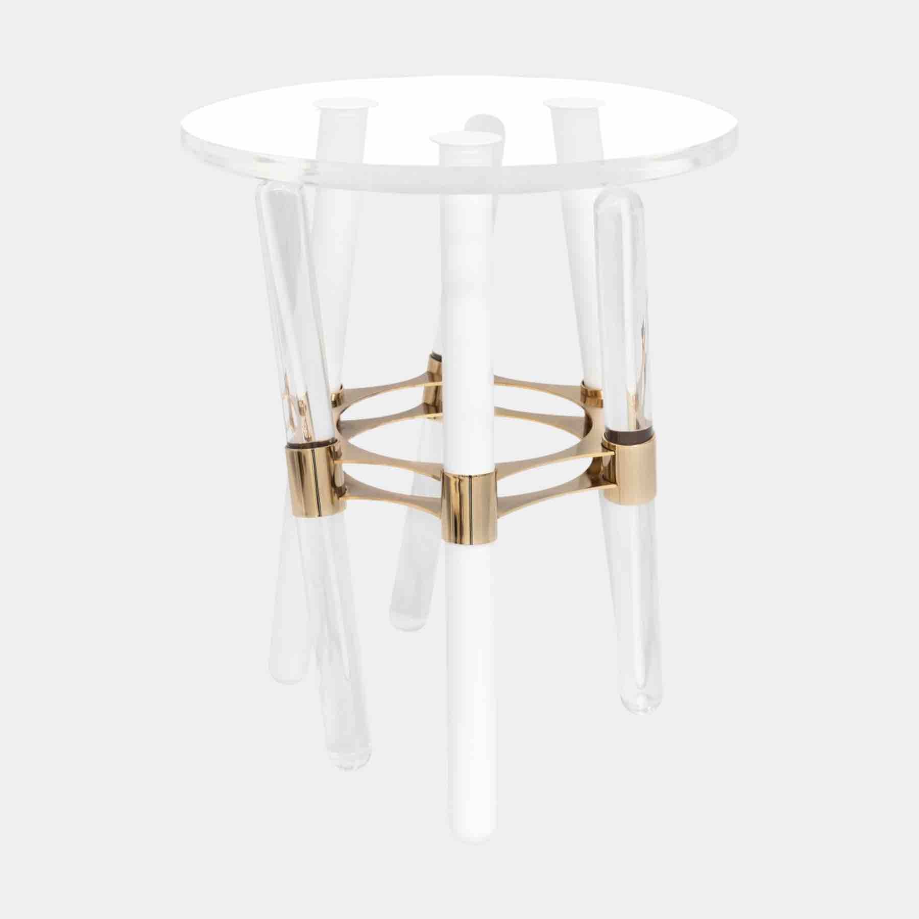 Miami Clear Outdoor Side Table with Golden Details | Touched Interiors