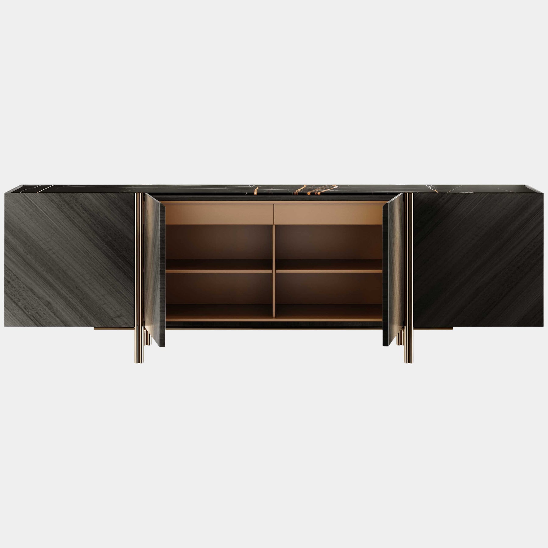 The Private Label Edge Sideboard with Eucalyptus Veneer & Marble Top ...