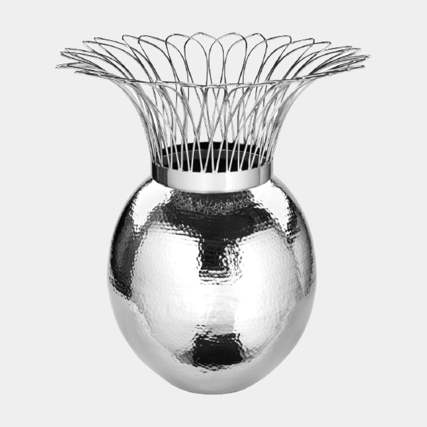 Silver Abaca Vase with Crown Detail | Touched Interiors